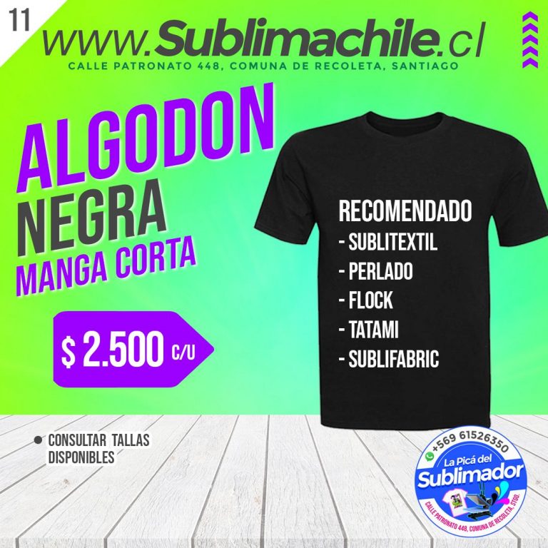 Polera Tacto Algodón Blanca Sublimable $2.500 - Sublimachile - Santiago ...