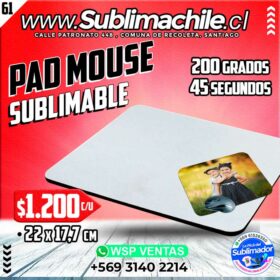 Mouse pad Sublimable 22x17.7 cm - Sublimachile - Santiago Chile