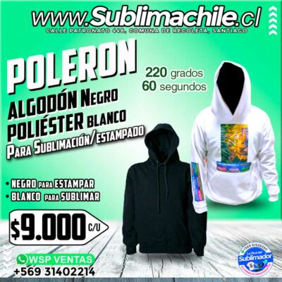 Pack de 10 Polera blanca algodon sublimable - Sublimachile - Santiago Chile