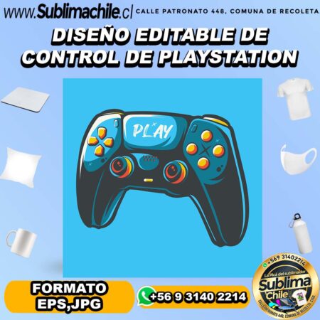 Diseño editable de control de playstation para sublimar- EPS,JPG ...