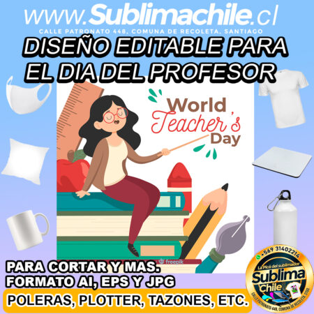 Diseño editable del día del profesor para sublimar - AI, EPS y JPG ...