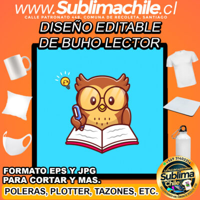 Un diseño editable de búho tierno para sublimar - EPS, JPG ...